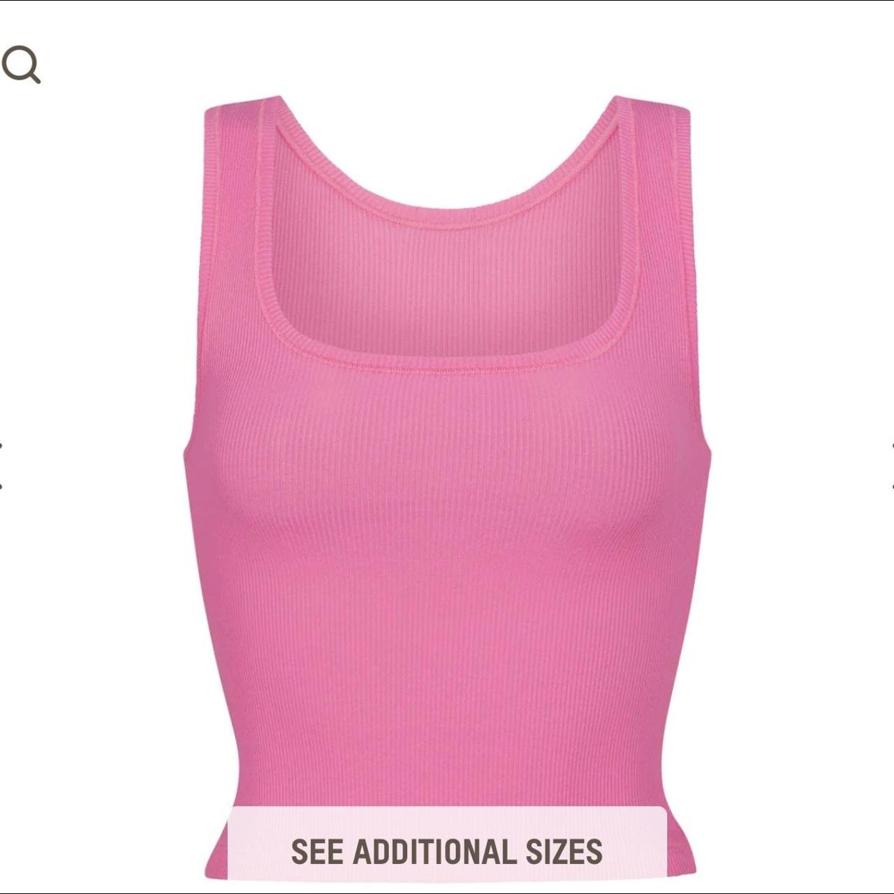 Pink Skims cotton rib tank Color Sugar Pink Brand... - Depop
