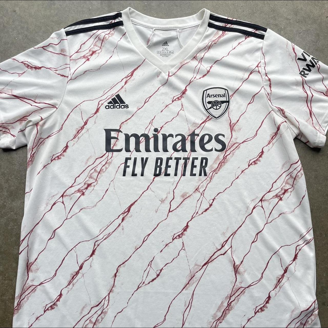 Adidas Arsenal away soccer jersey marble white Size... - Depop
