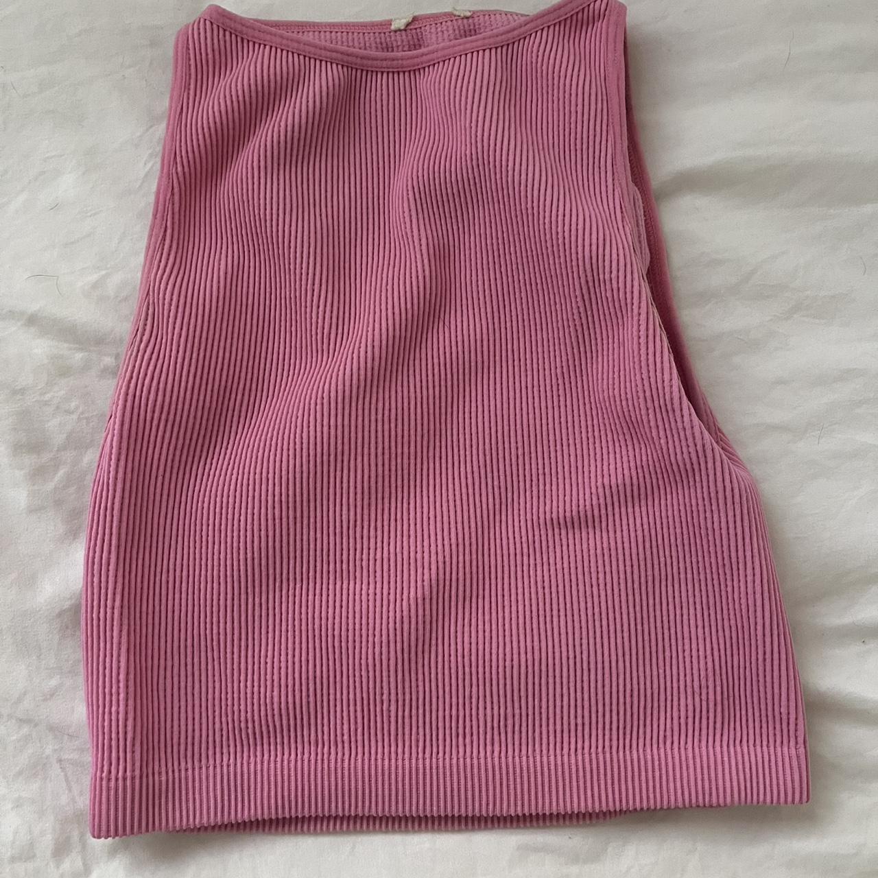 Pink ribbed tank top- perfect for lounging or... | Depop