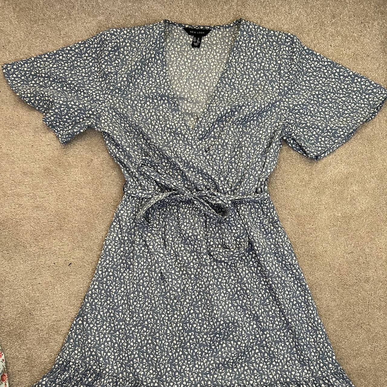 Blue and white floral sundress. Size 10. Worn - in... - Depop