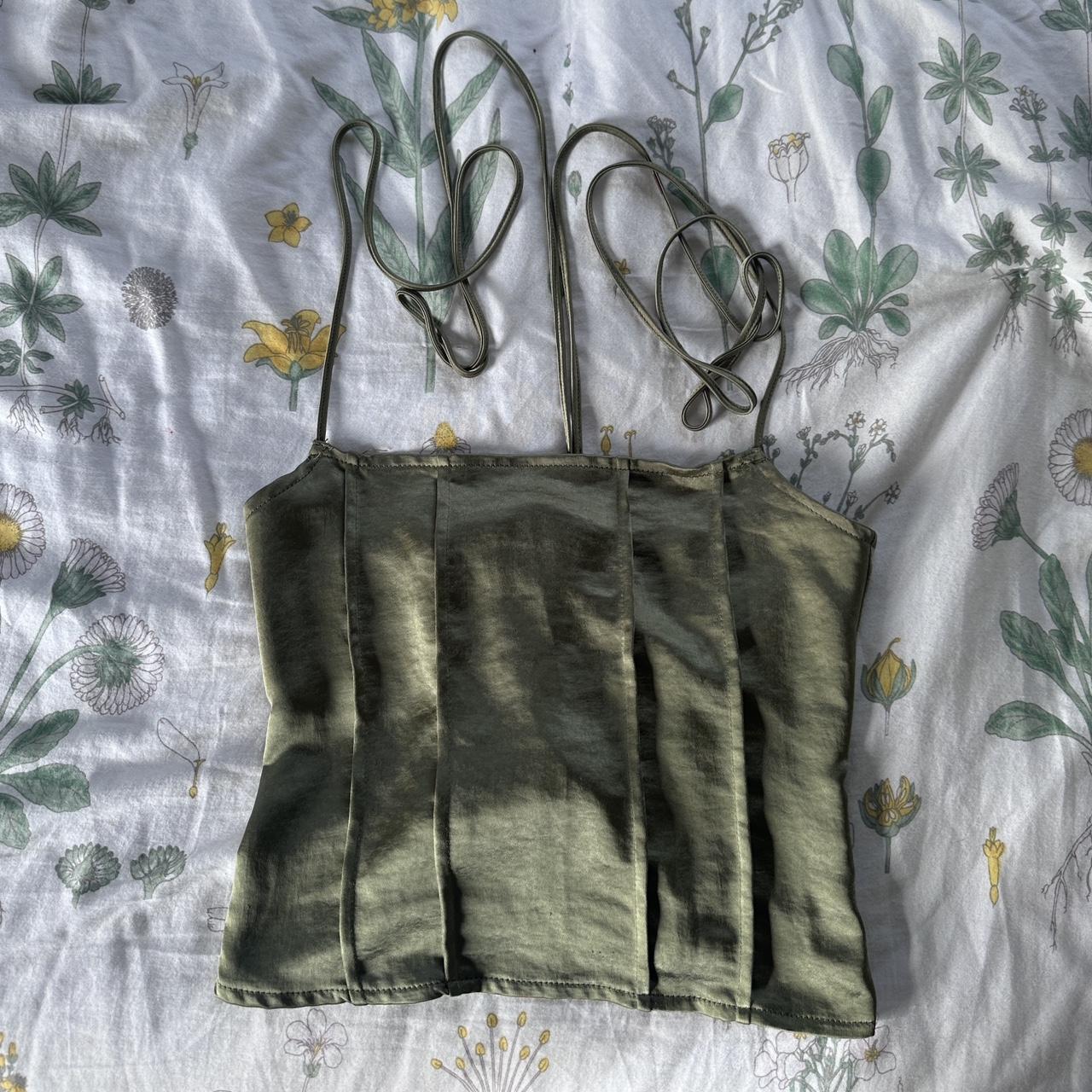Motel Rocks green corset top. Super cute satin... - Depop