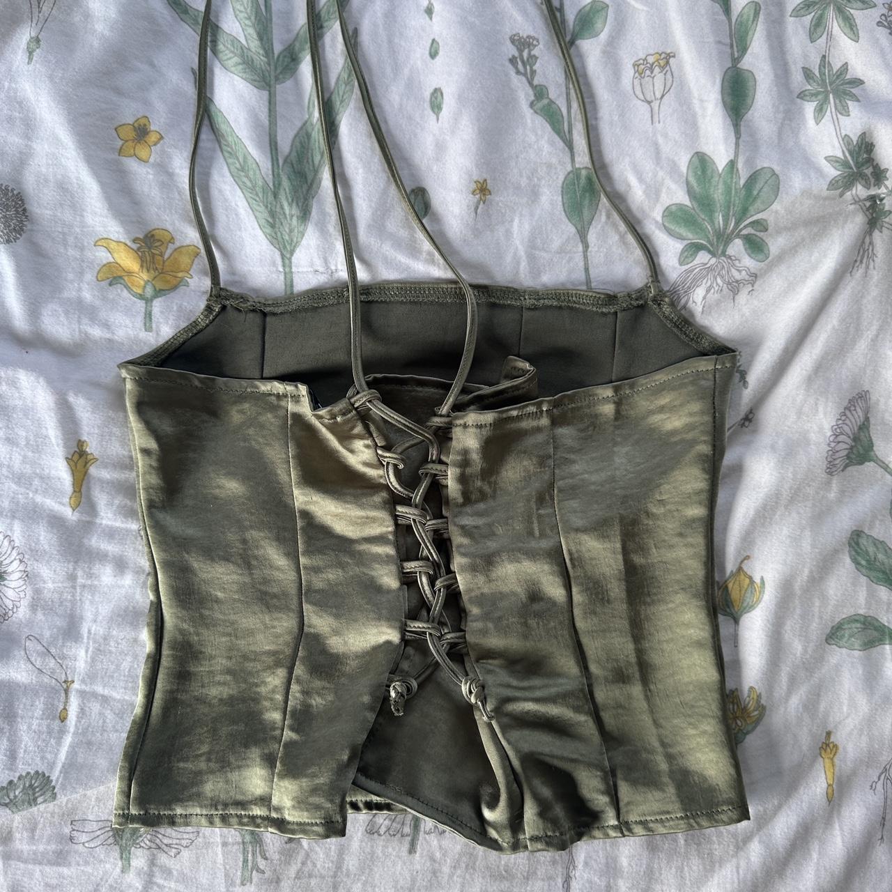 Motel Rocks green corset top. Super cute satin... - Depop