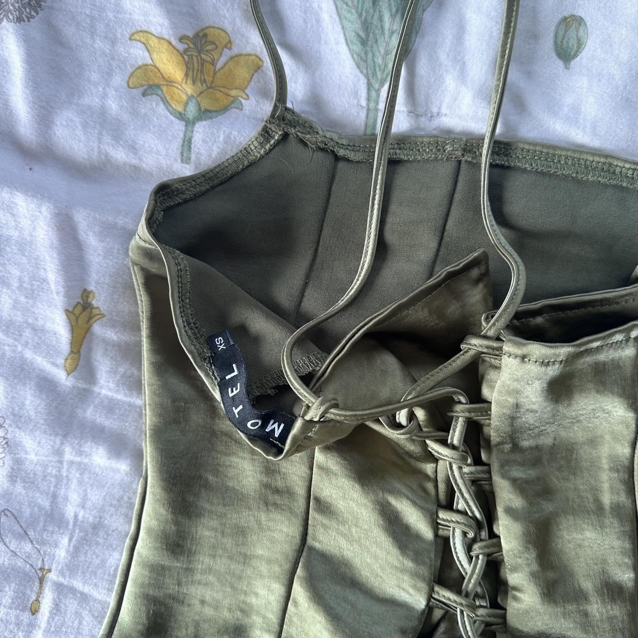 Motel Rocks green corset top. Super cute satin... - Depop