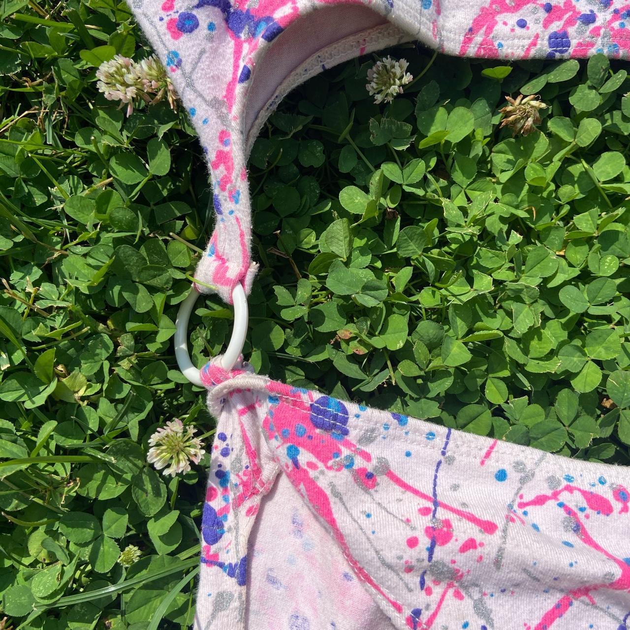 VINTAGE 80s CUTOUT PAINT SPLATTER SWIMSUIT True... - Depop