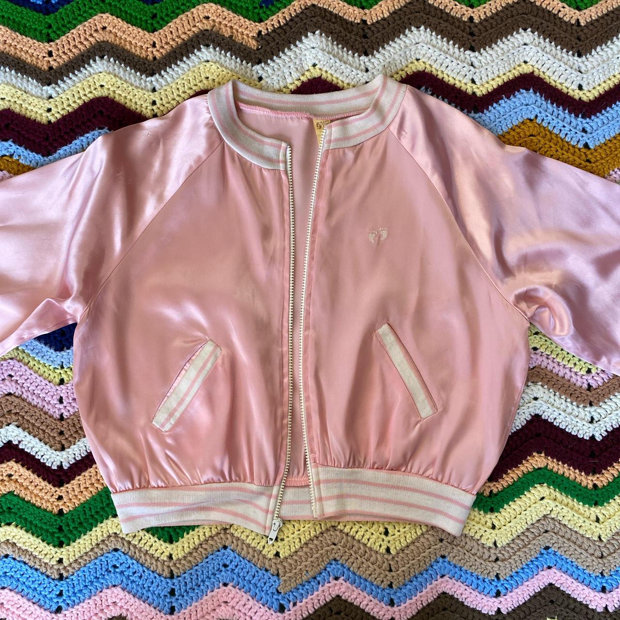 VINTAGE 70s / 80s PINK SATIN JACKET HANG TEN Brand.... - Depop