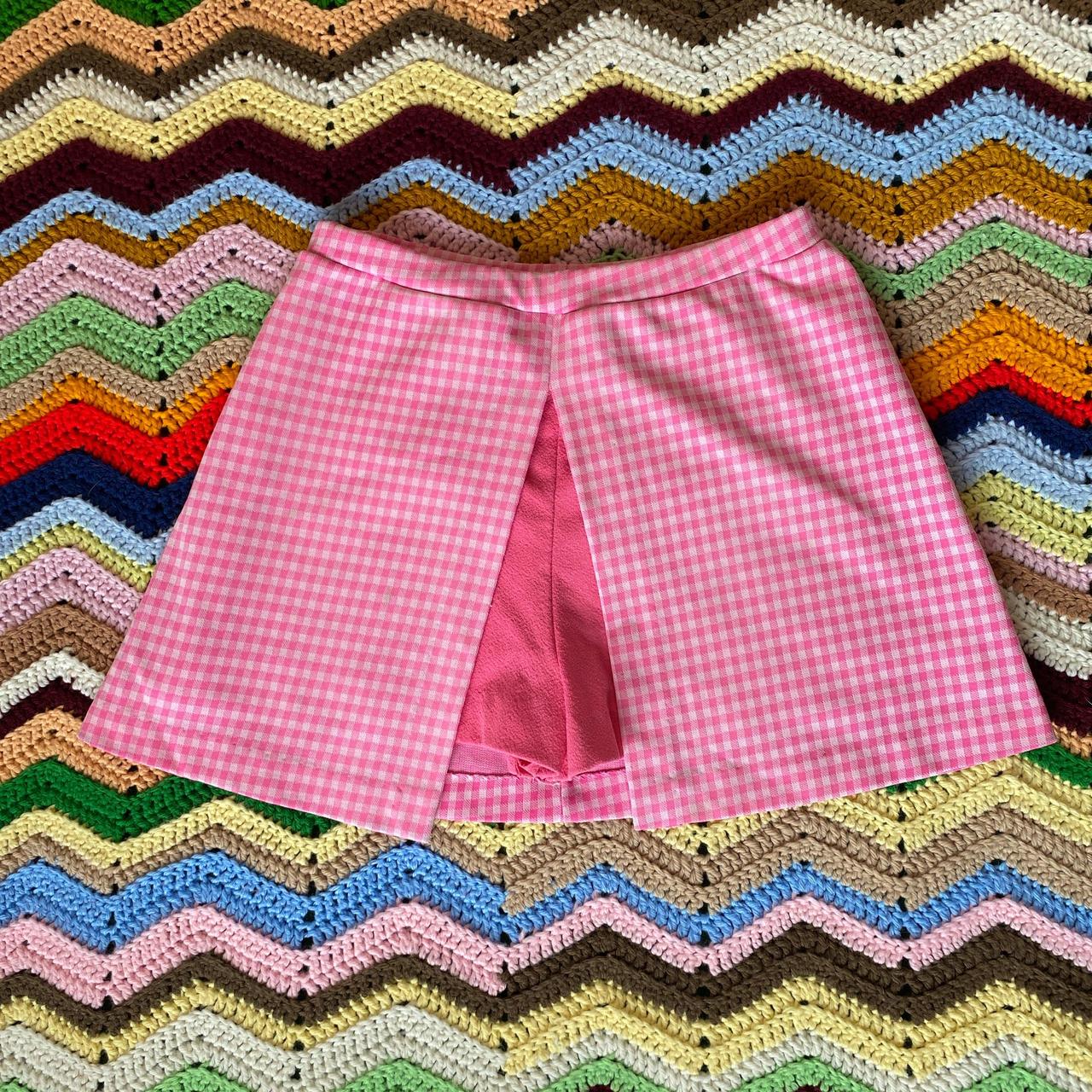 VINTAGE 70s PINK GINGHAM SKORT 1970s, Pykettes... - Depop