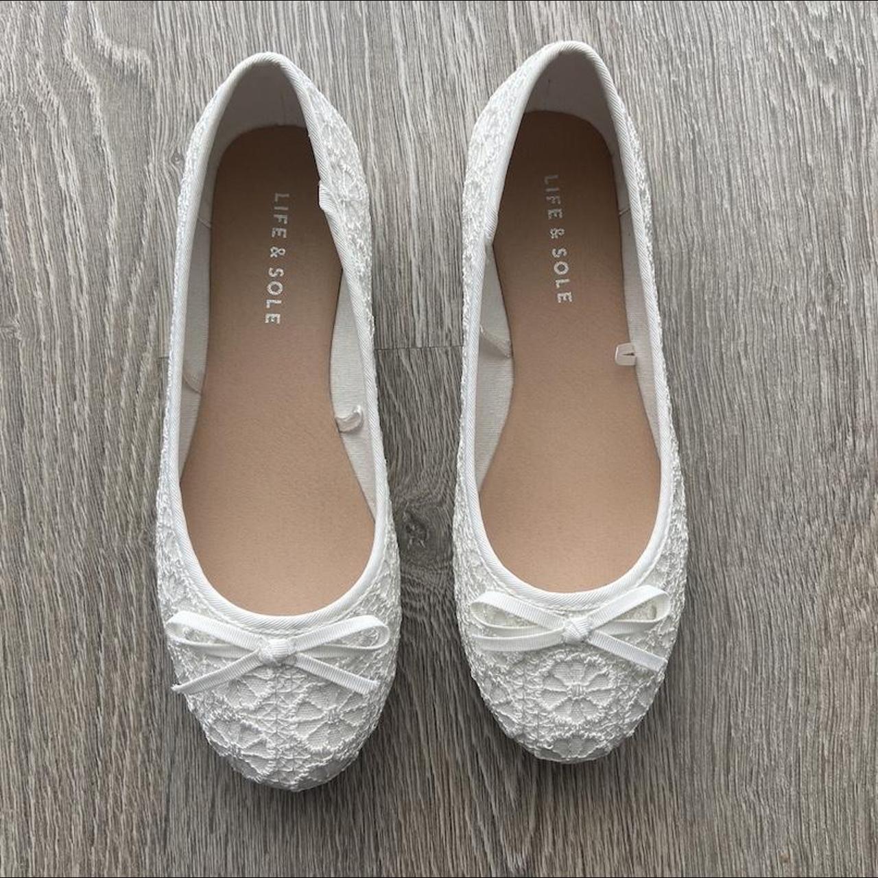 sweetest white ballet flats 🩰🎀 size 7, worn once for... - Depop