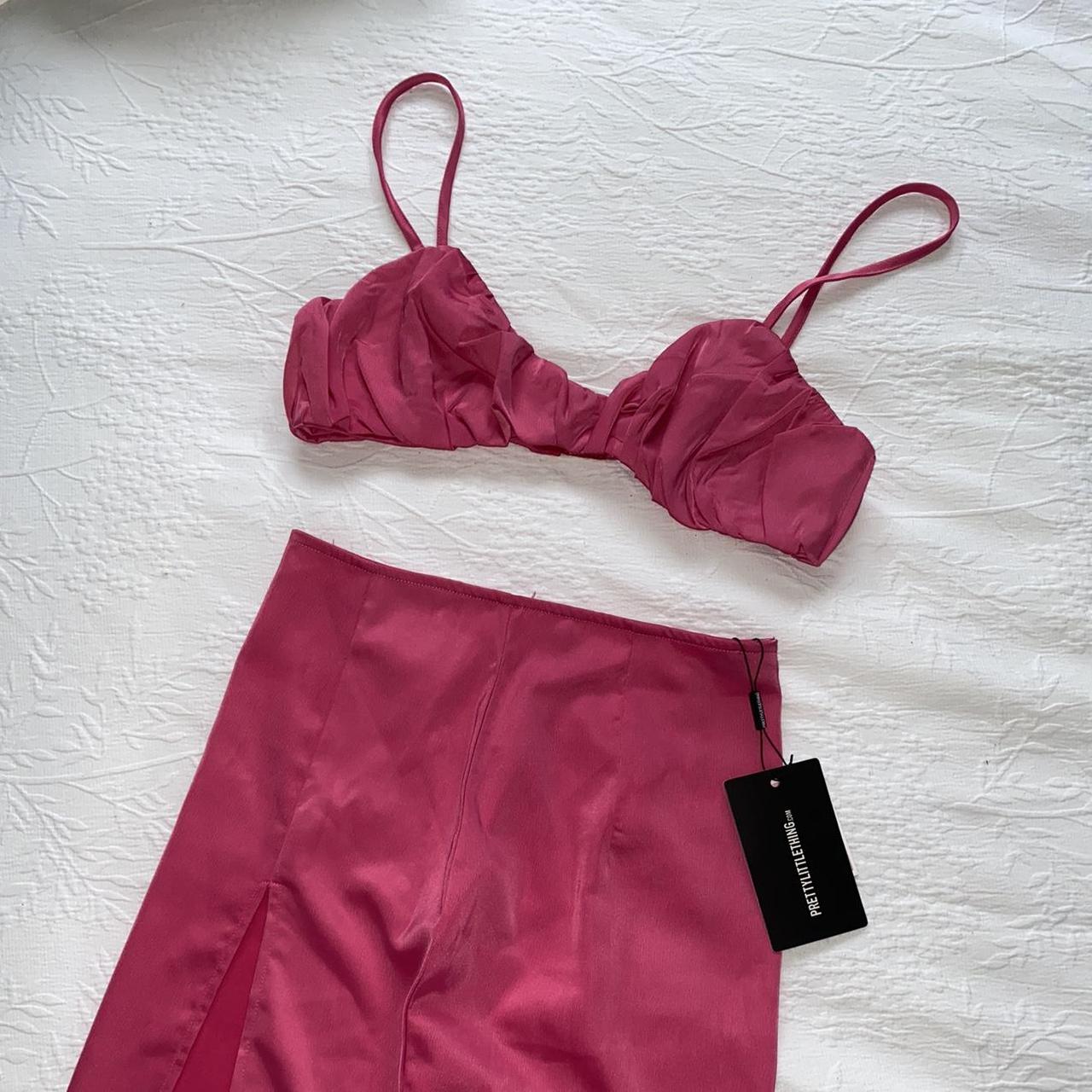 Pink satin pink coord - pretty little thing Pink... - Depop