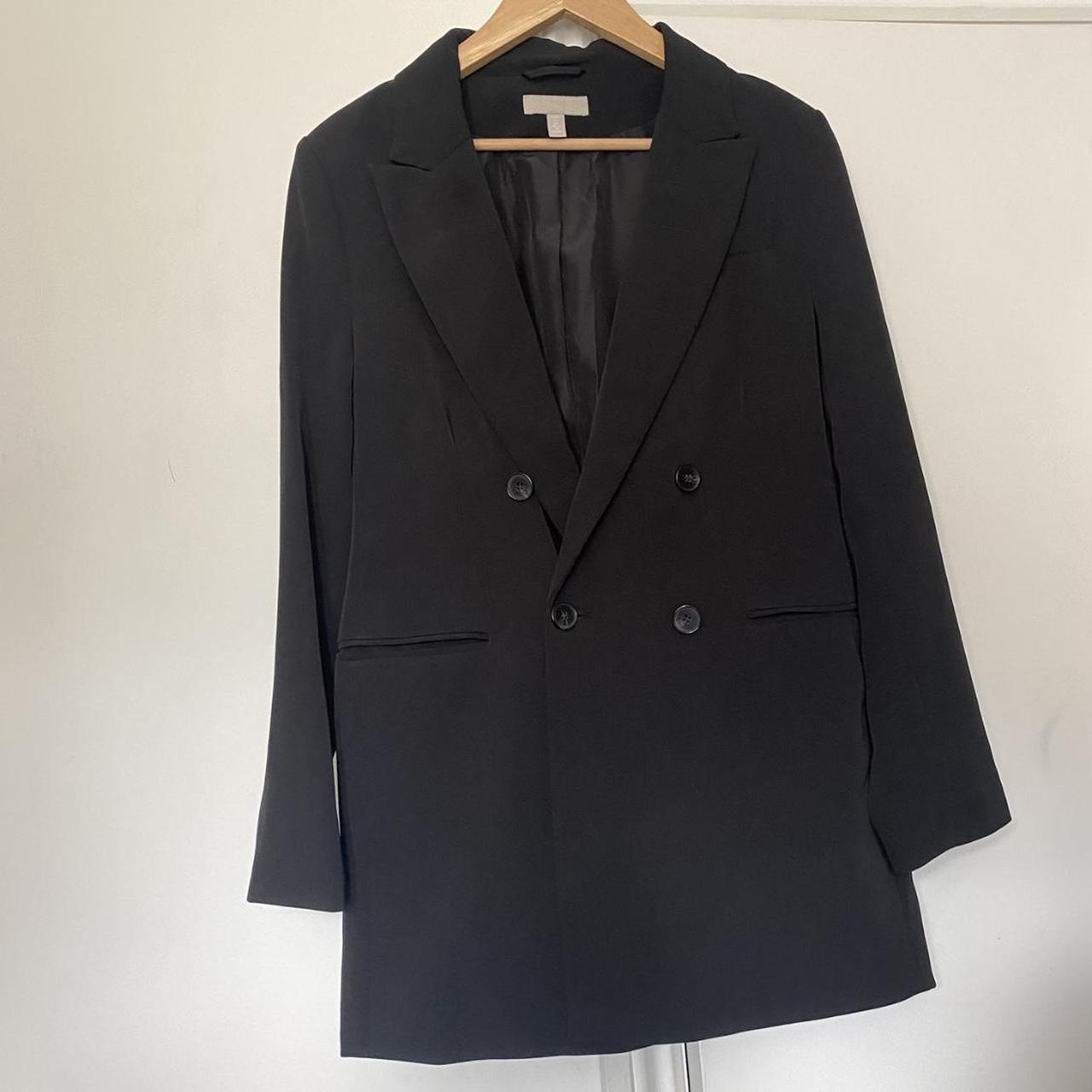 H&M black double breasted blazer in a size small.... - Depop