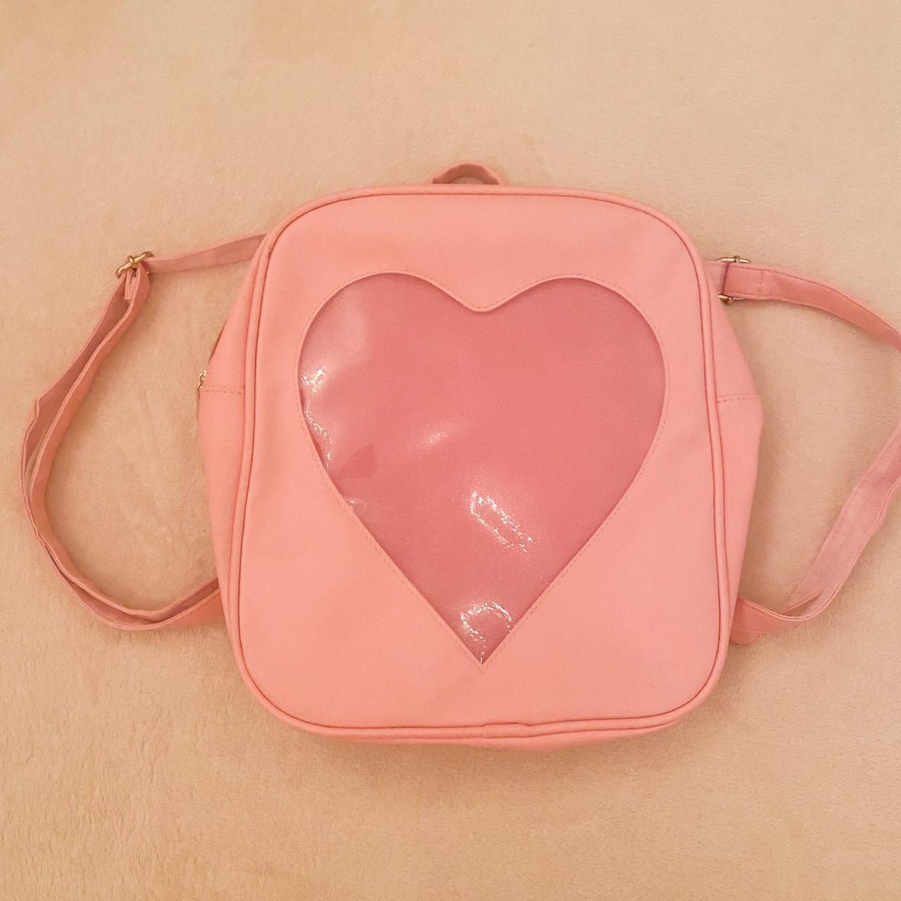Pink heart backpack 12-in tall 11-in wide - Depop