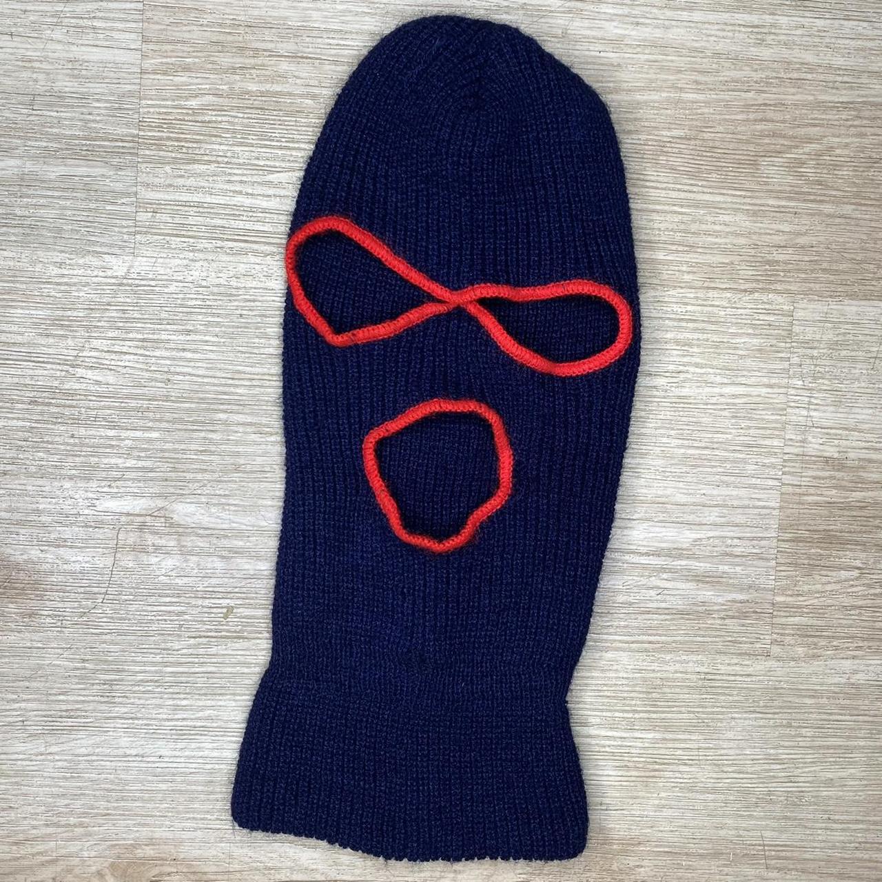 Vintage SKI MASK Balaclava!!! Navy Ski Mask with Red... - Depop