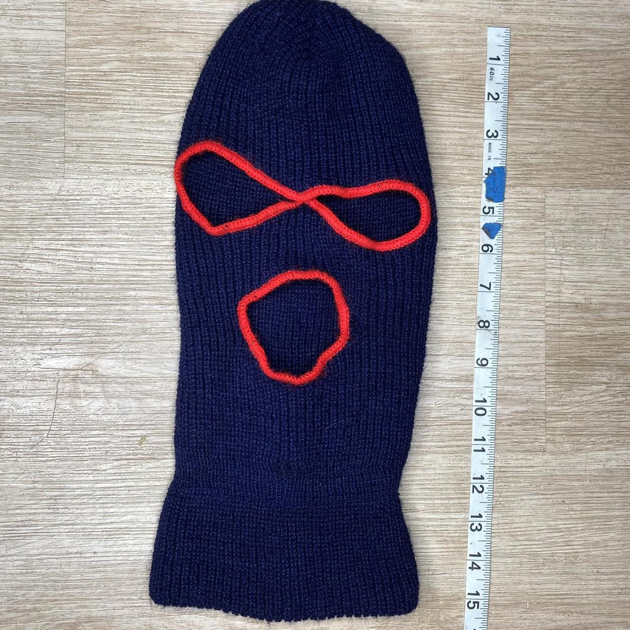 Vintage SKI MASK Balaclava!!! Navy Ski Mask with Red... - Depop