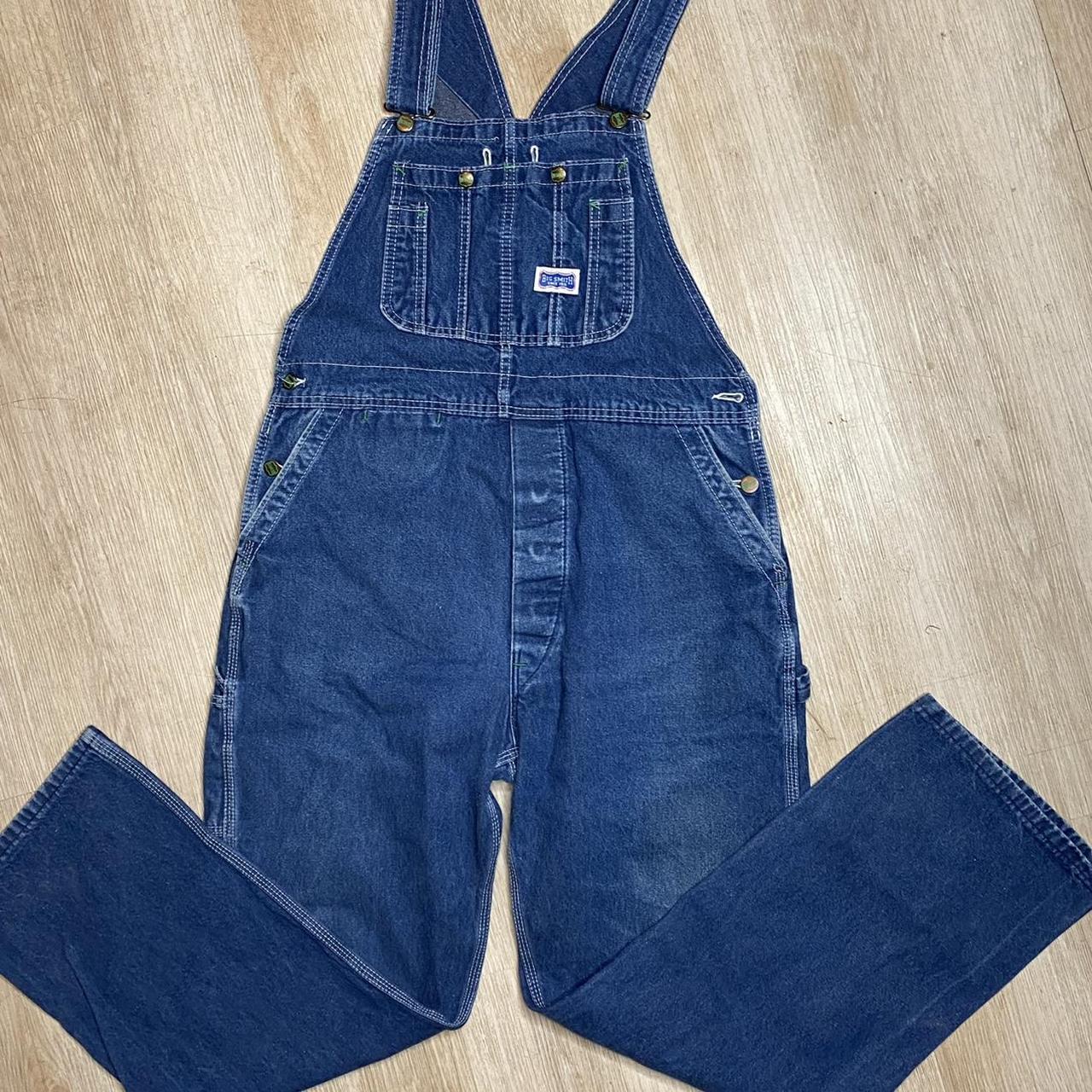 Vintage BIG SMITH Blue Denim Overalls size 36x32.... - Depop