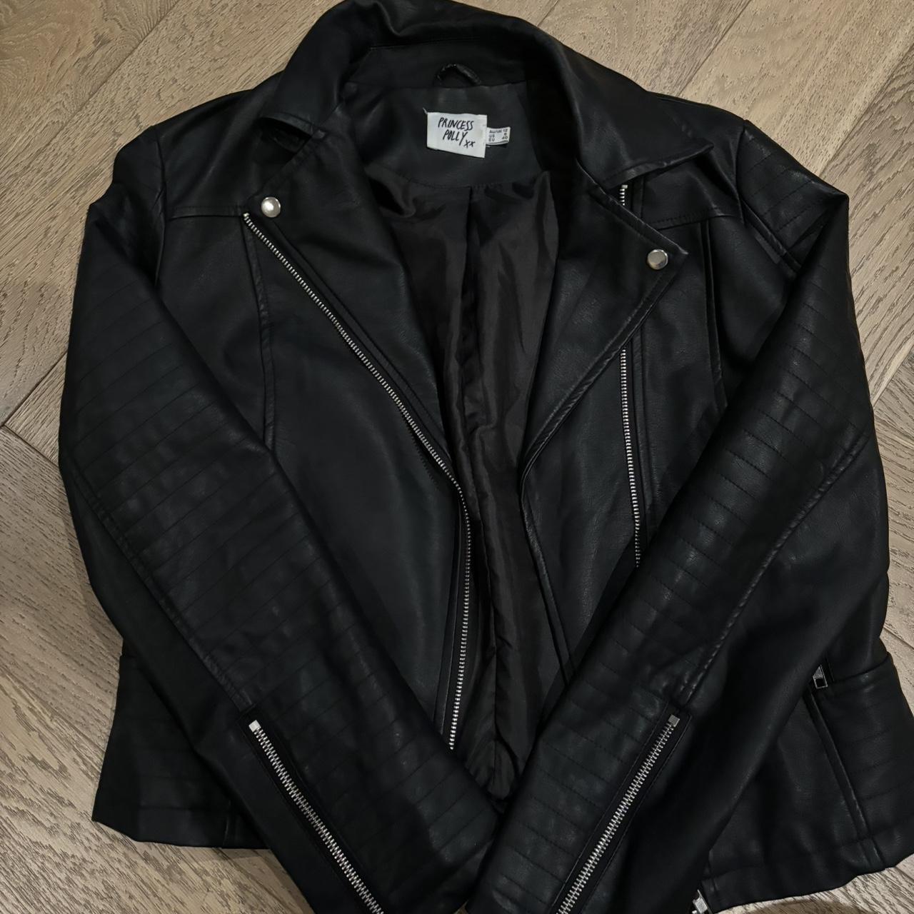 Princess polly black leather jacket Labelled size... - Depop