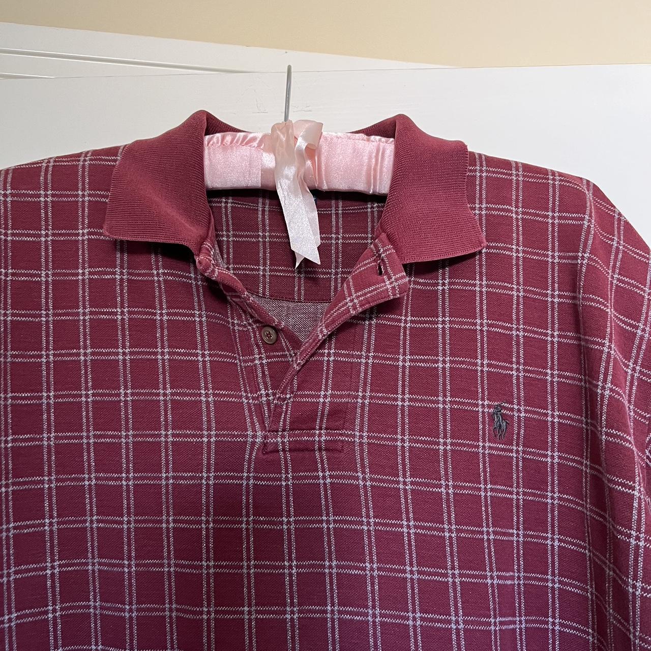 vintage ralph lauren red plaid polo shirt... - Depop