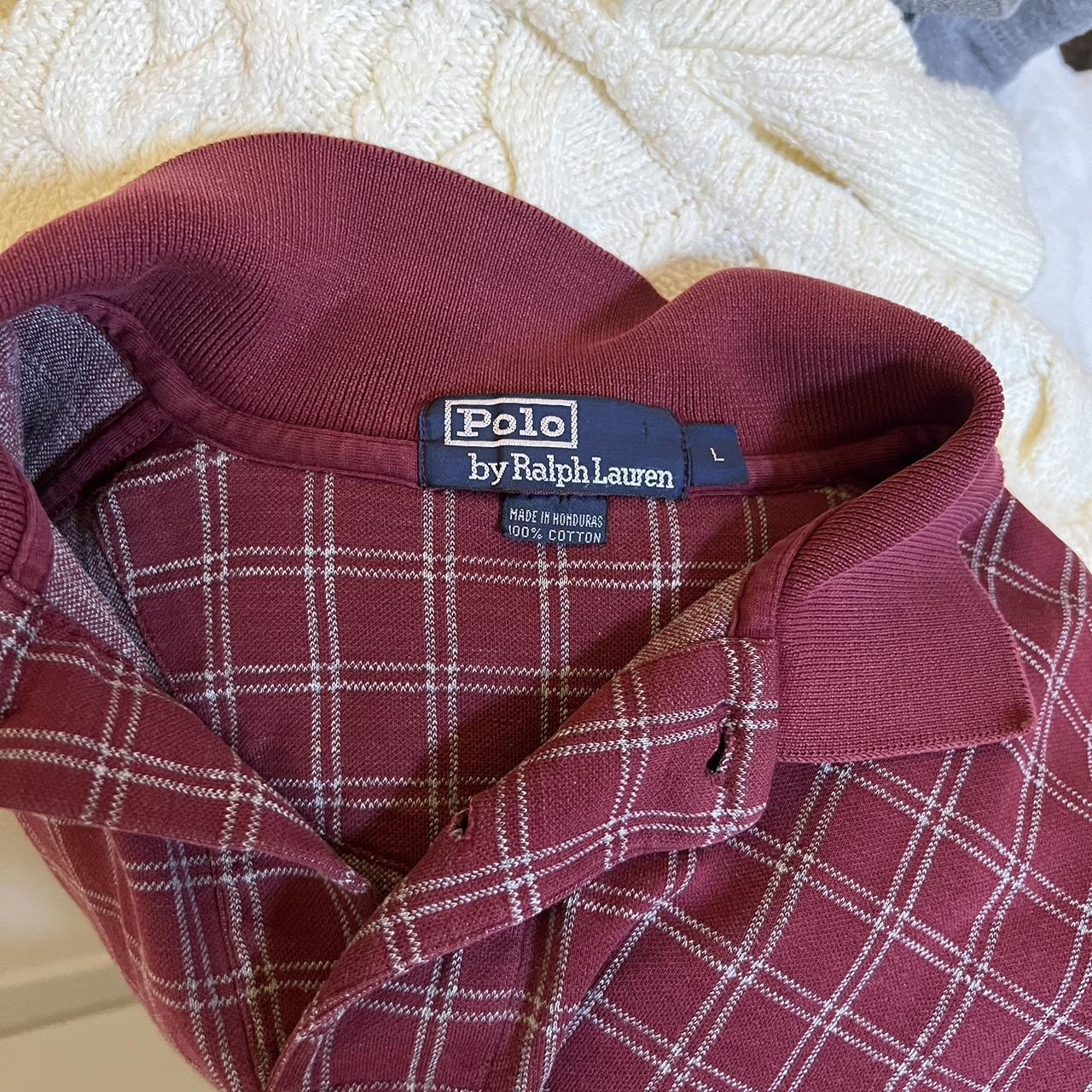 vintage ralph lauren red plaid polo shirt... - Depop