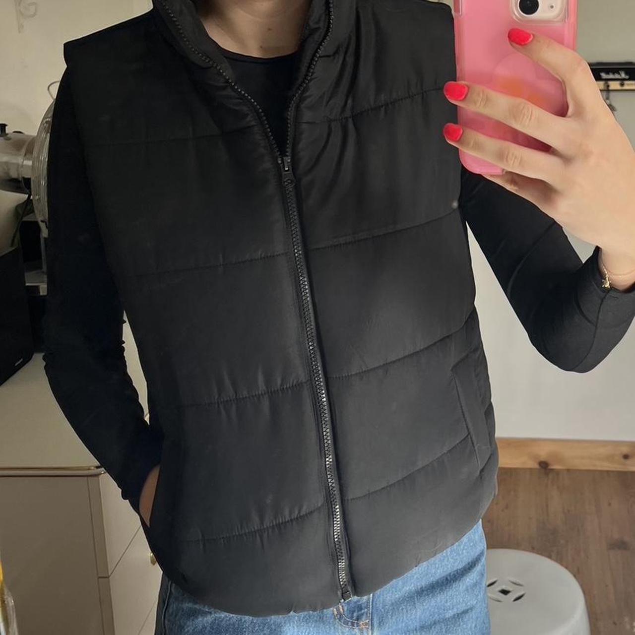Mini black puffer vest - Depop