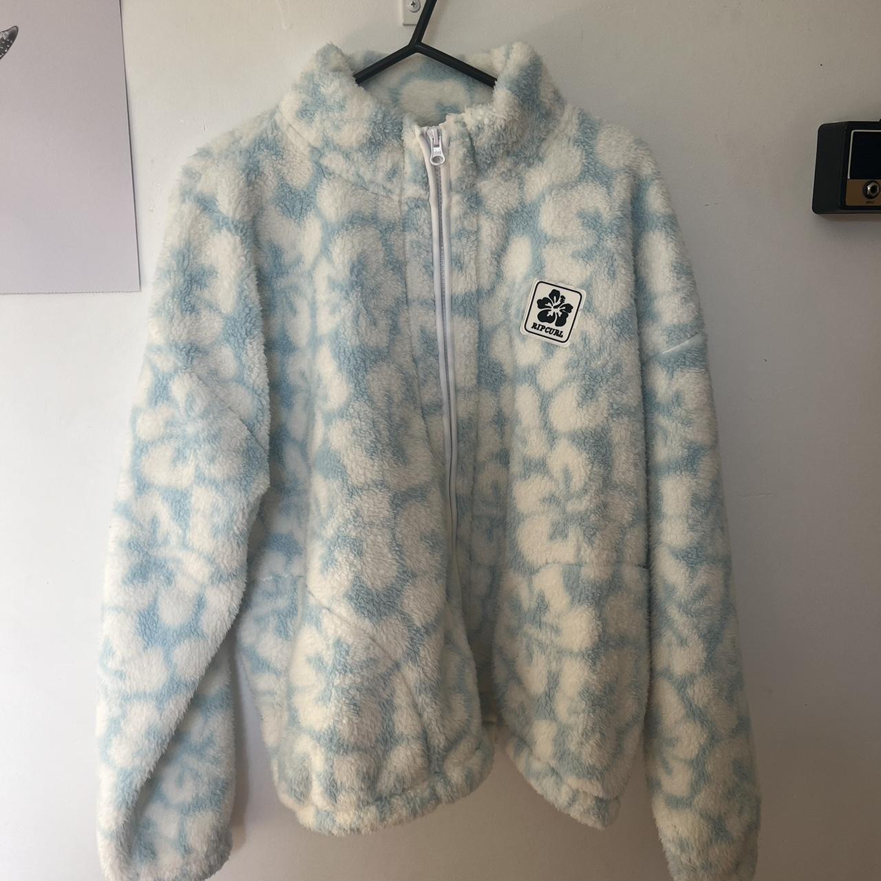 Y2K fluffy hibiscus ripcurl surf jumper zip up Fits... | Depop