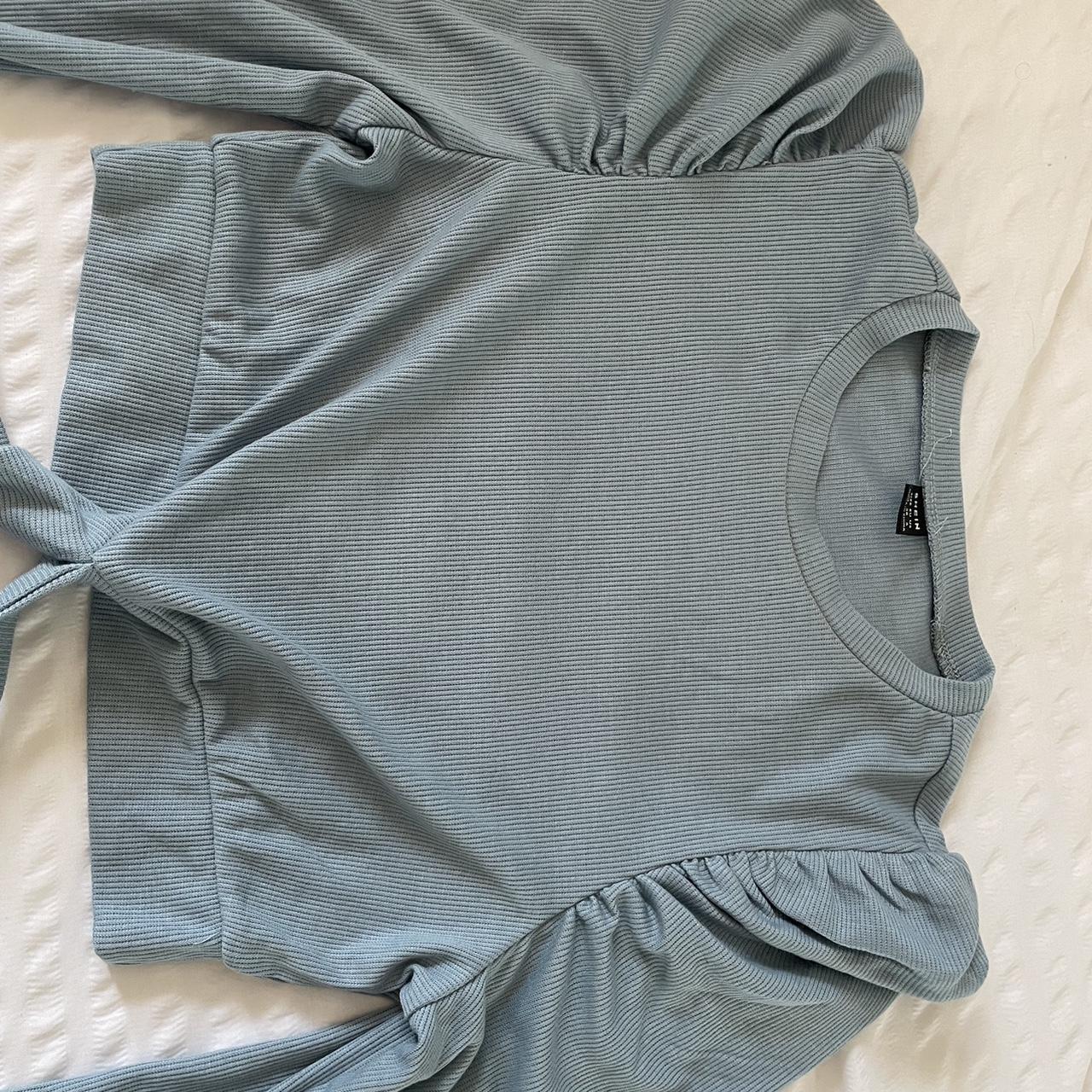SHEIN duck egg blue line sleeves cross over top... - Depop