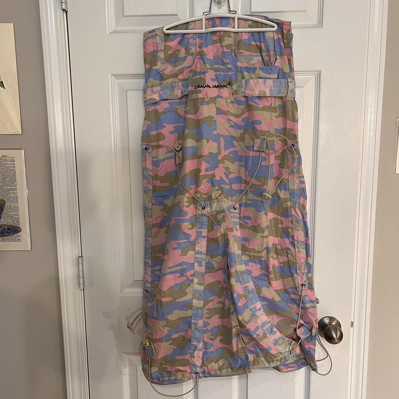 pink & blue camo maxi skirt originally bought from... - Depop