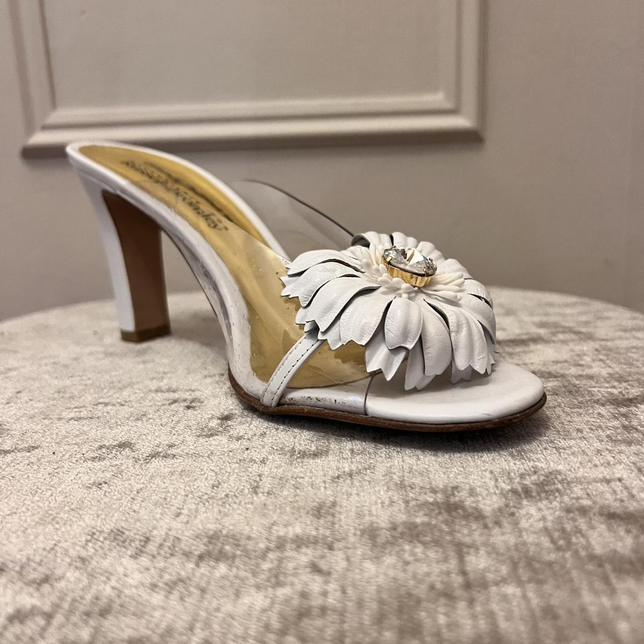 Y2K vintage open toe mules with transparent plastic... - Depop