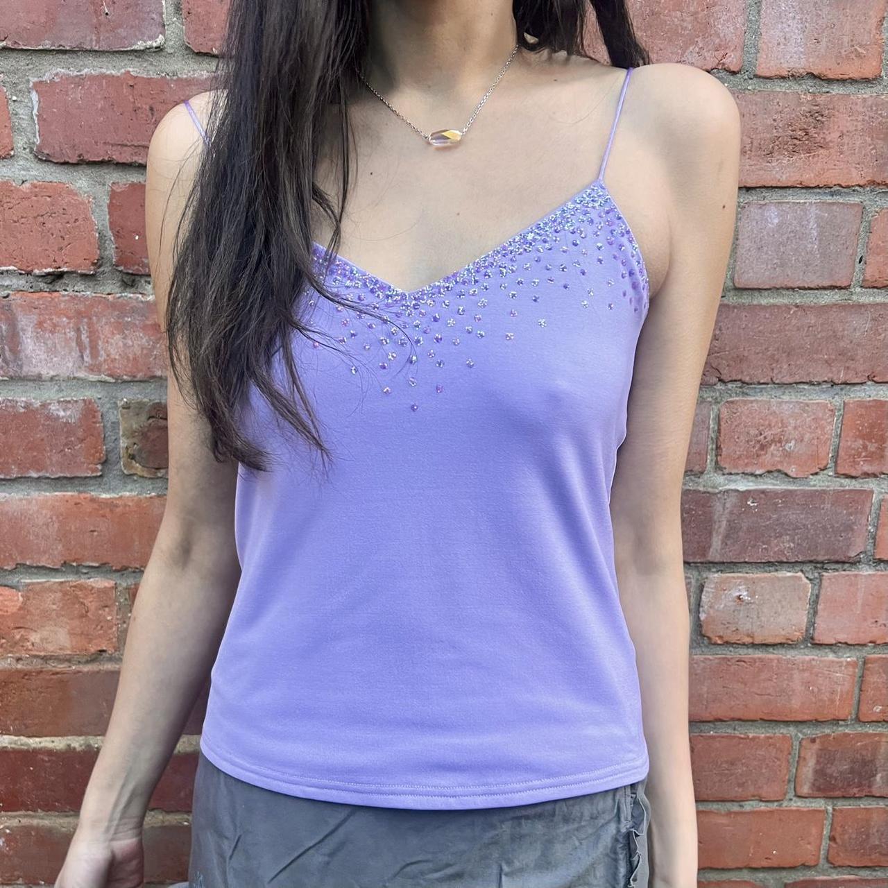 00s vintage lavender cami with spaghetti... | Depop