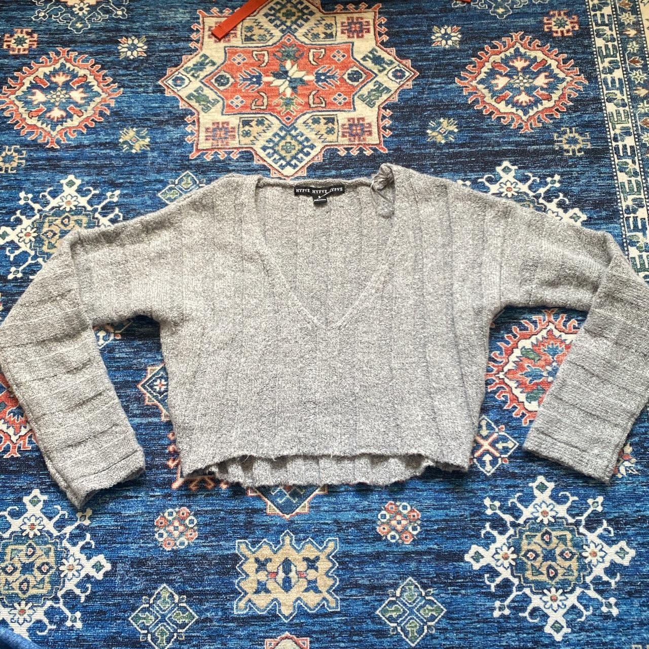 Grey cropped sweater in a size small!... - Depop