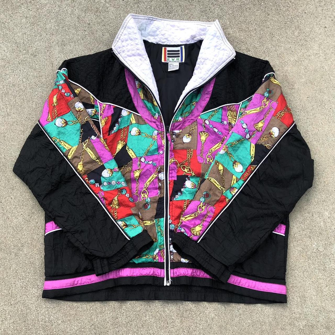 Vintage 80s colorful windbreaker size men’s small... - Depop