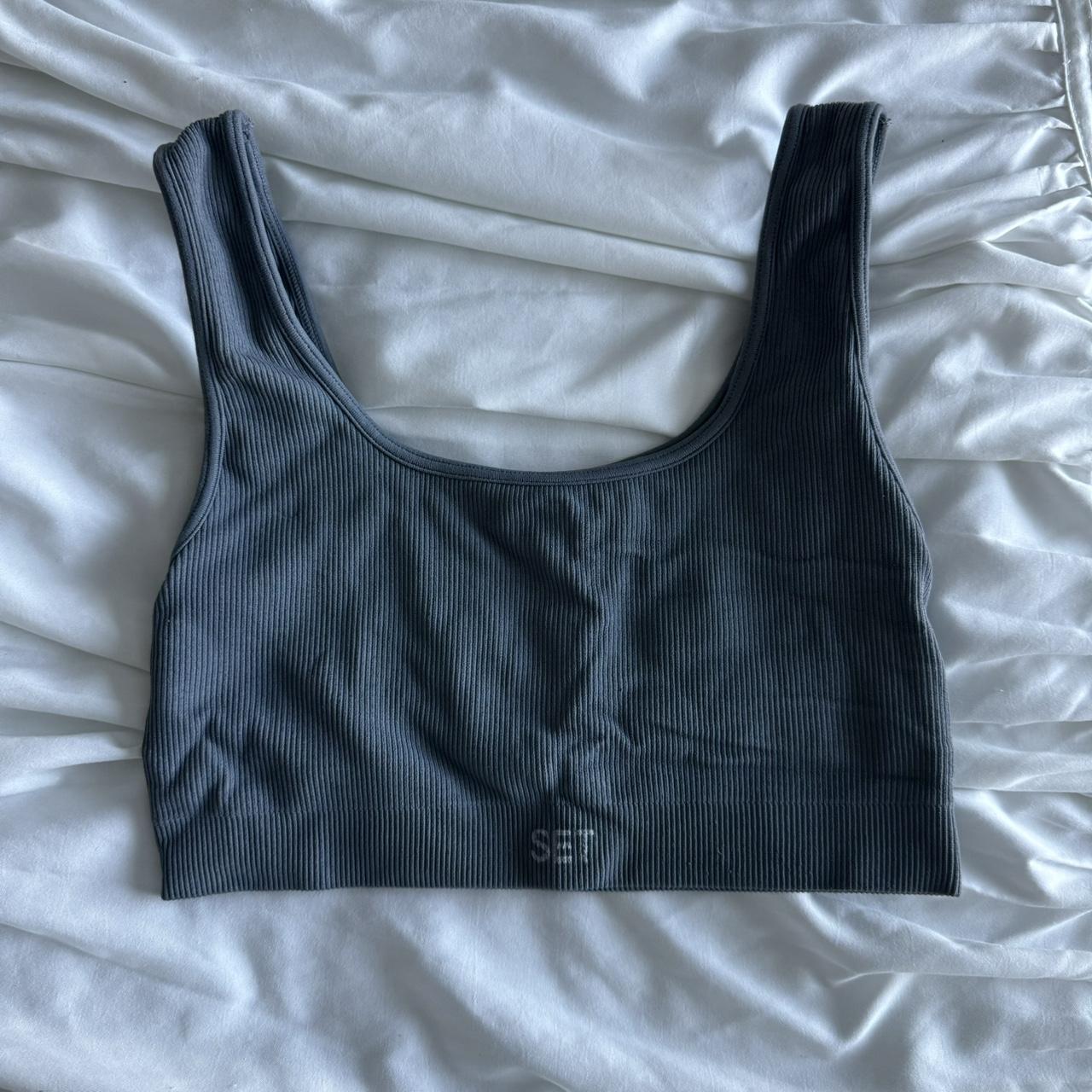 slate gray set active box cut sports bra! size small... - Depop
