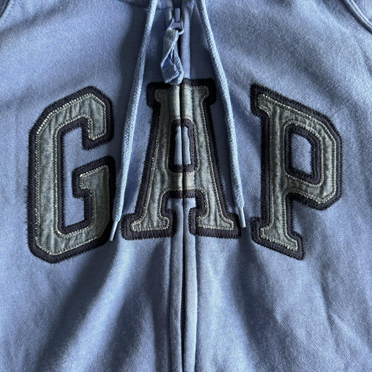 light blue gap zip-up hoodie! great condition - size... - Depop