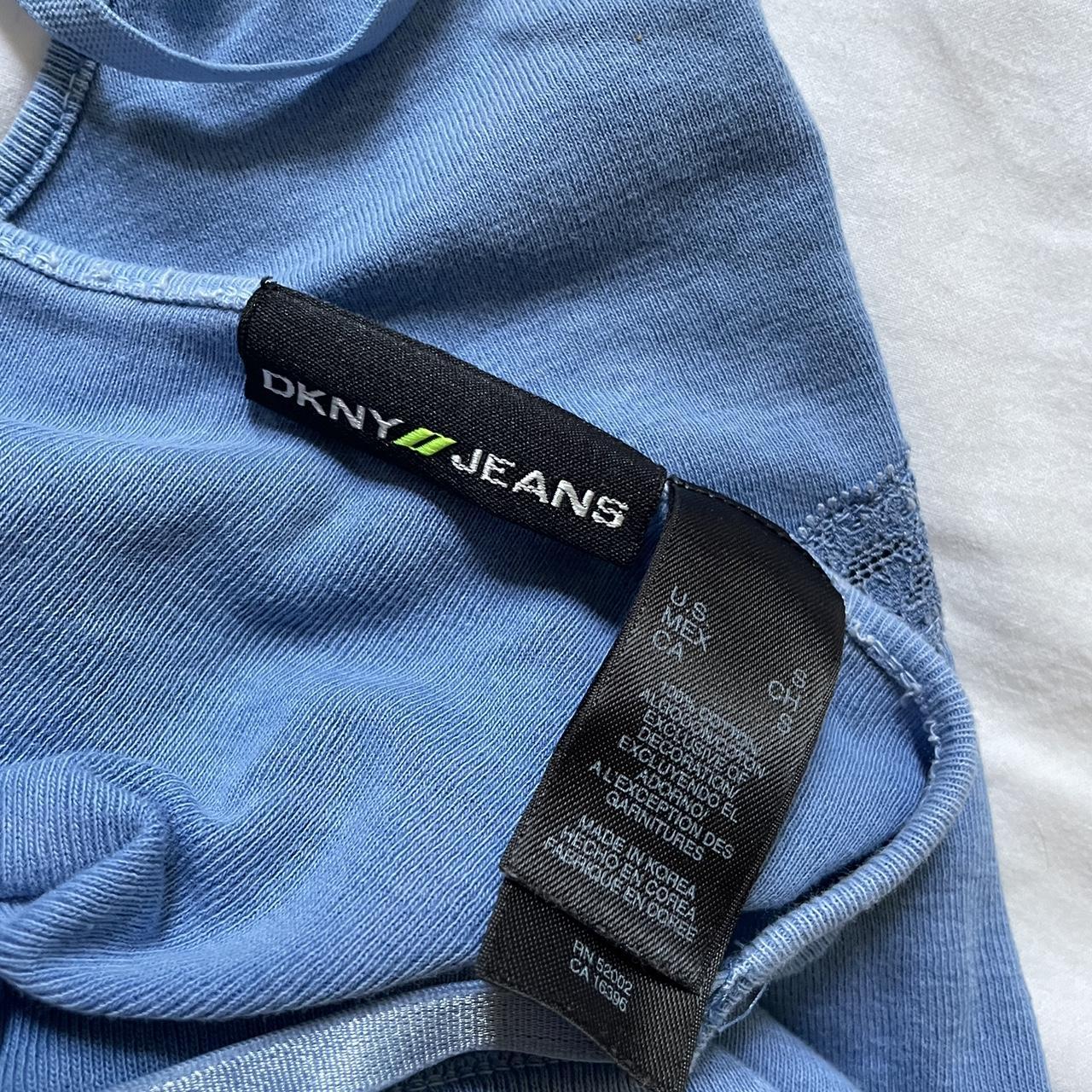 Beautiful Y2K baby blue lace tank top from DKNY... - Depop