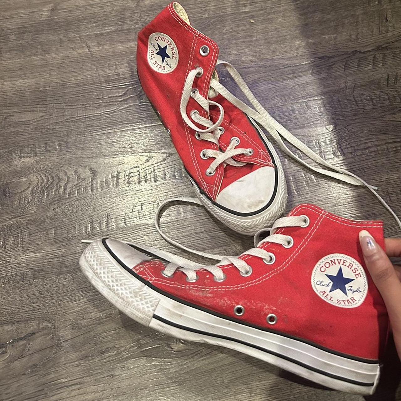 red converse high top all star chucks a lil... - Depop