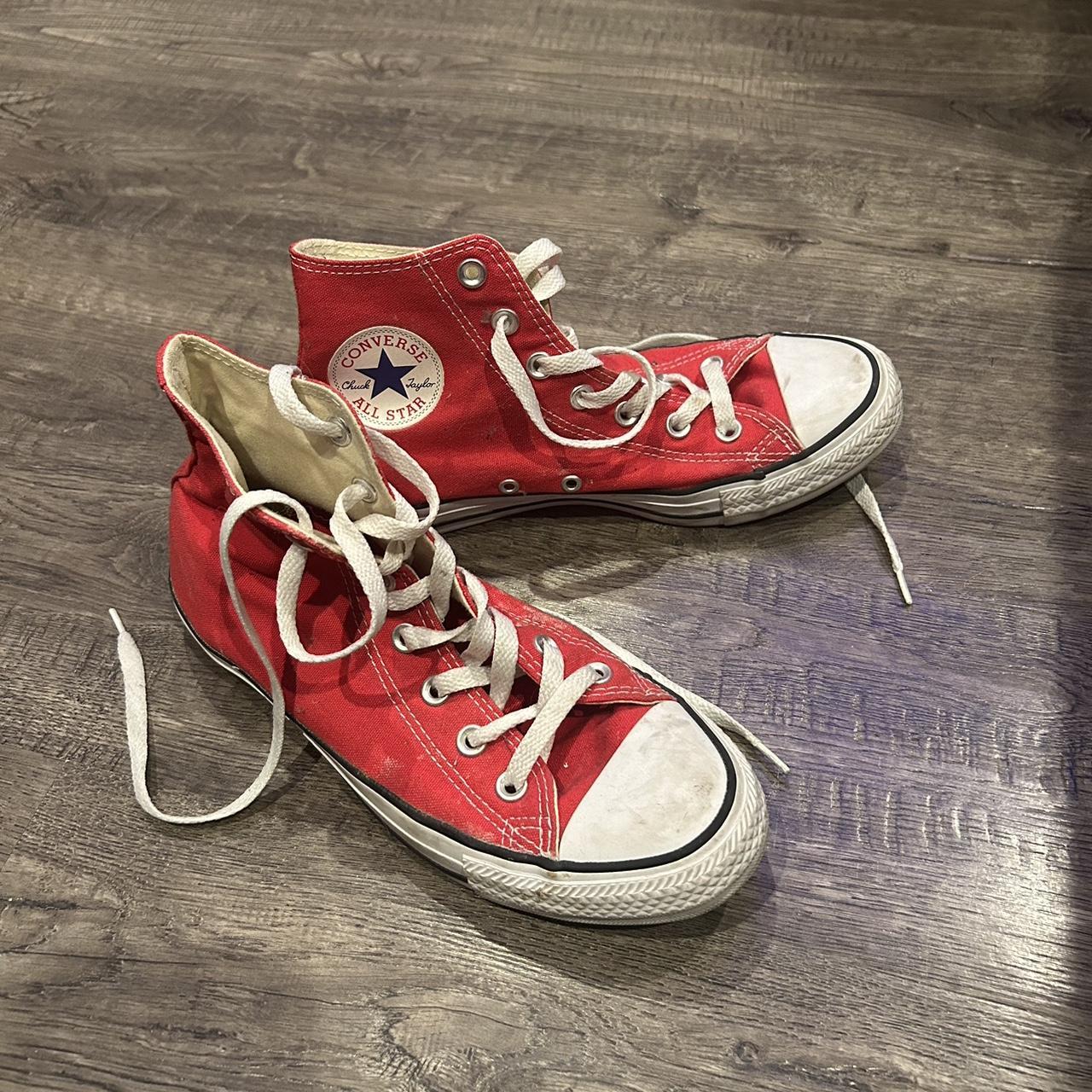 red converse high top all star chucks a lil... - Depop