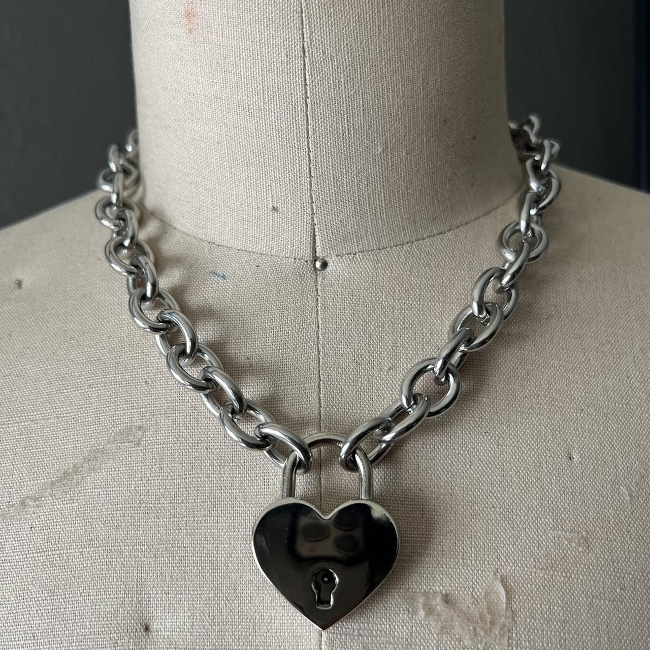 Heart lock link chain necklace ⭐️ 14-18 inches has... - Depop