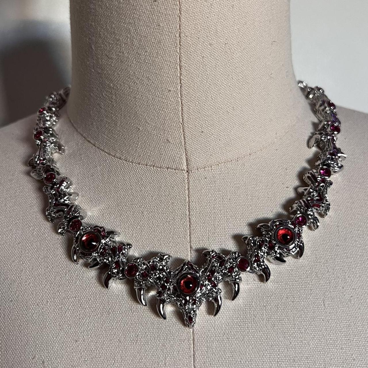 Grunge red eye chrome necklace ⛓️Handmade in Los... - Depop