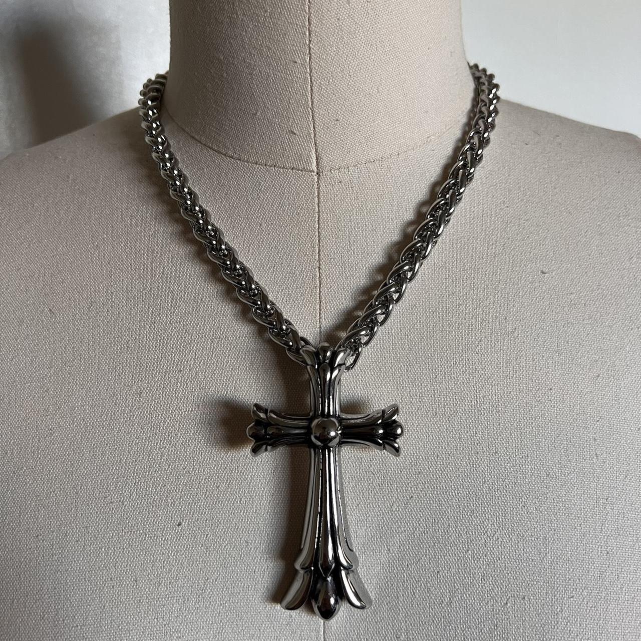 Oversize cross chunky rope chain necklace Length... - Depop