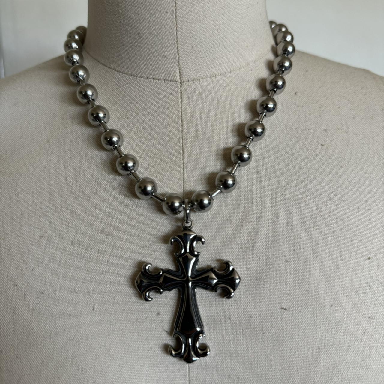 10 mm ball chain cross necklace Handmade jewelry... - Depop