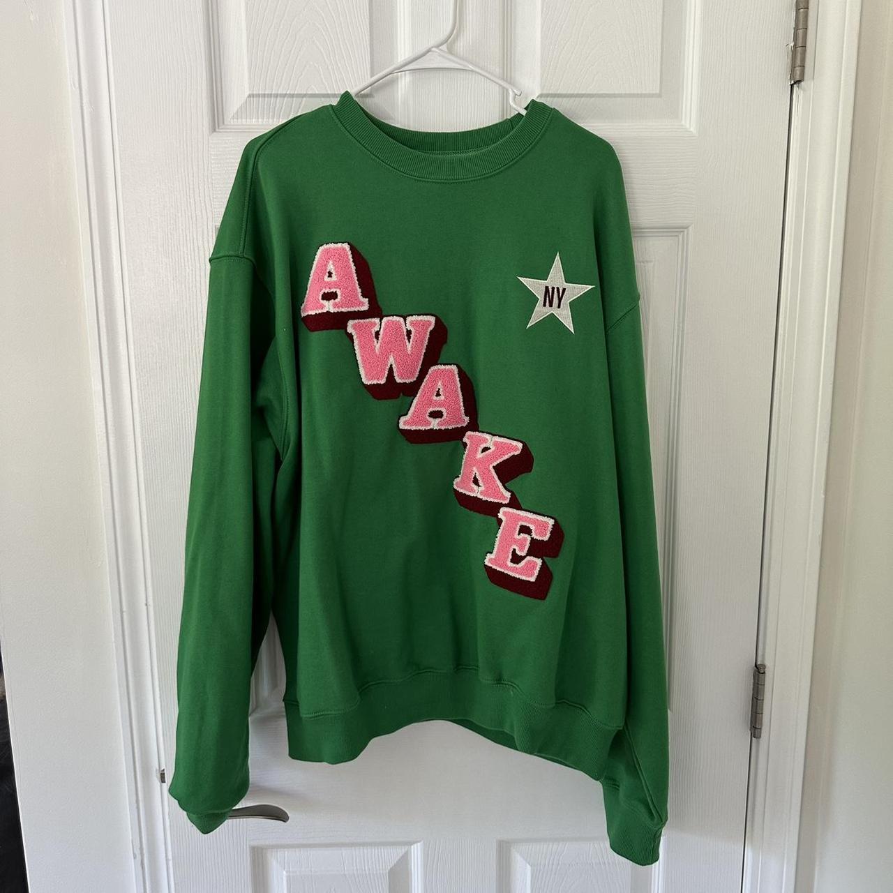 Awake NY Men's Green and Pink Jumper | Depop