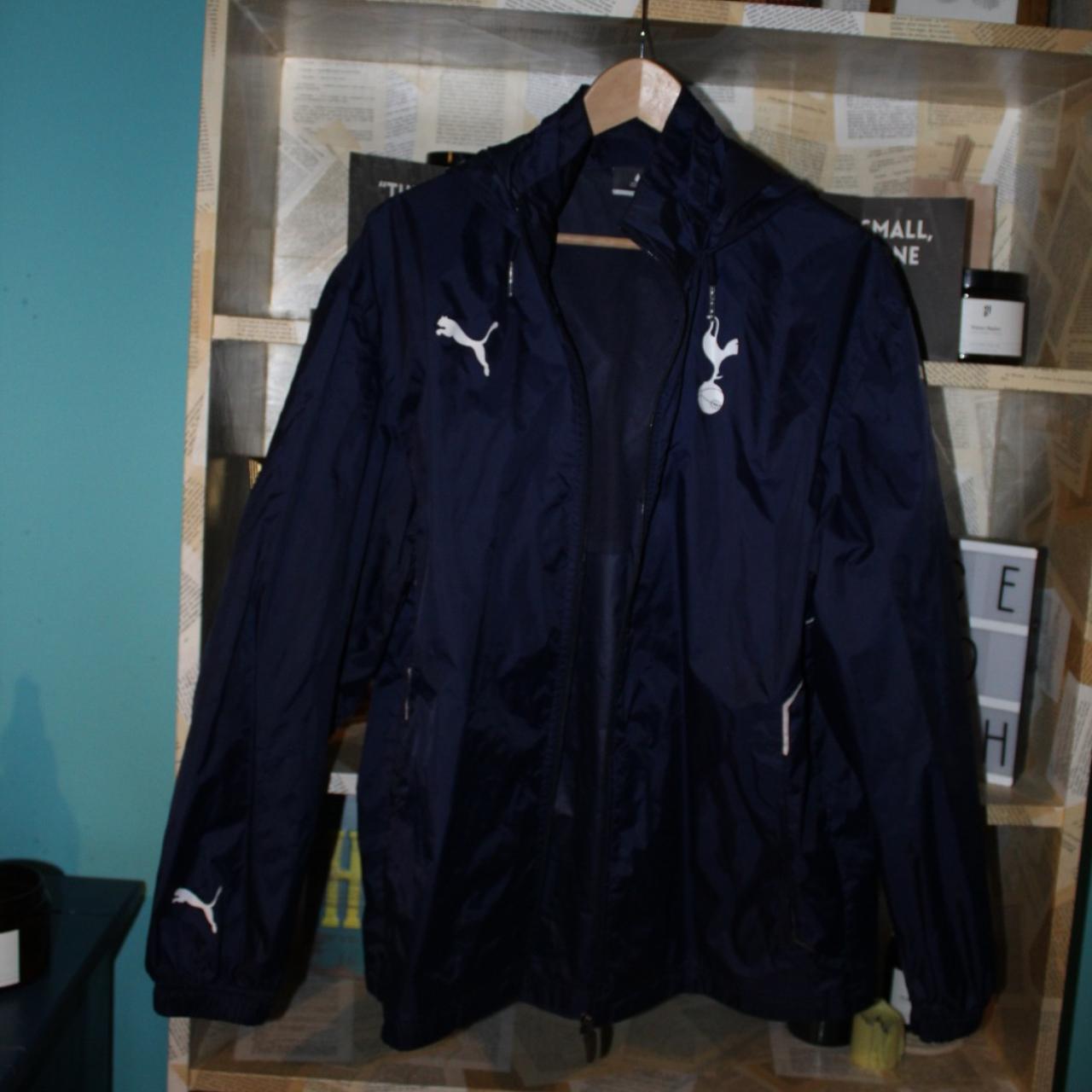 Puma Waterproof navy Tottenham jacket Size UK small - Depop