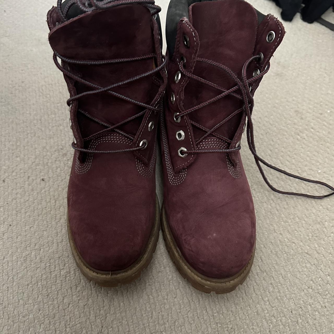 Men’s Timberlands - UK8 - burgundy - Depop