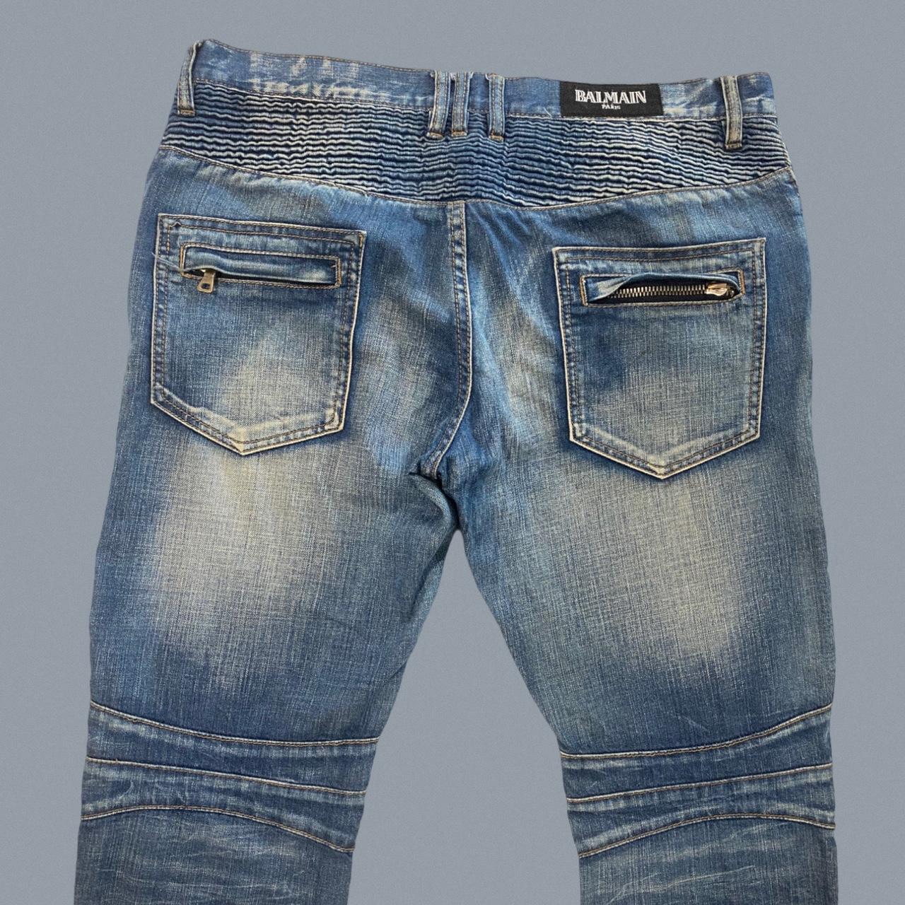 Balmain Jeans Denim biker style jeans with dual... - Depop