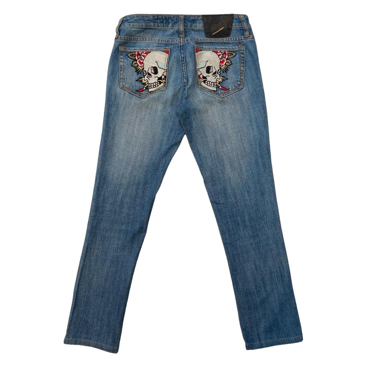 Vintage Ed Hardy Jeans (2000s) Y2K denim low-rise... - Depop
