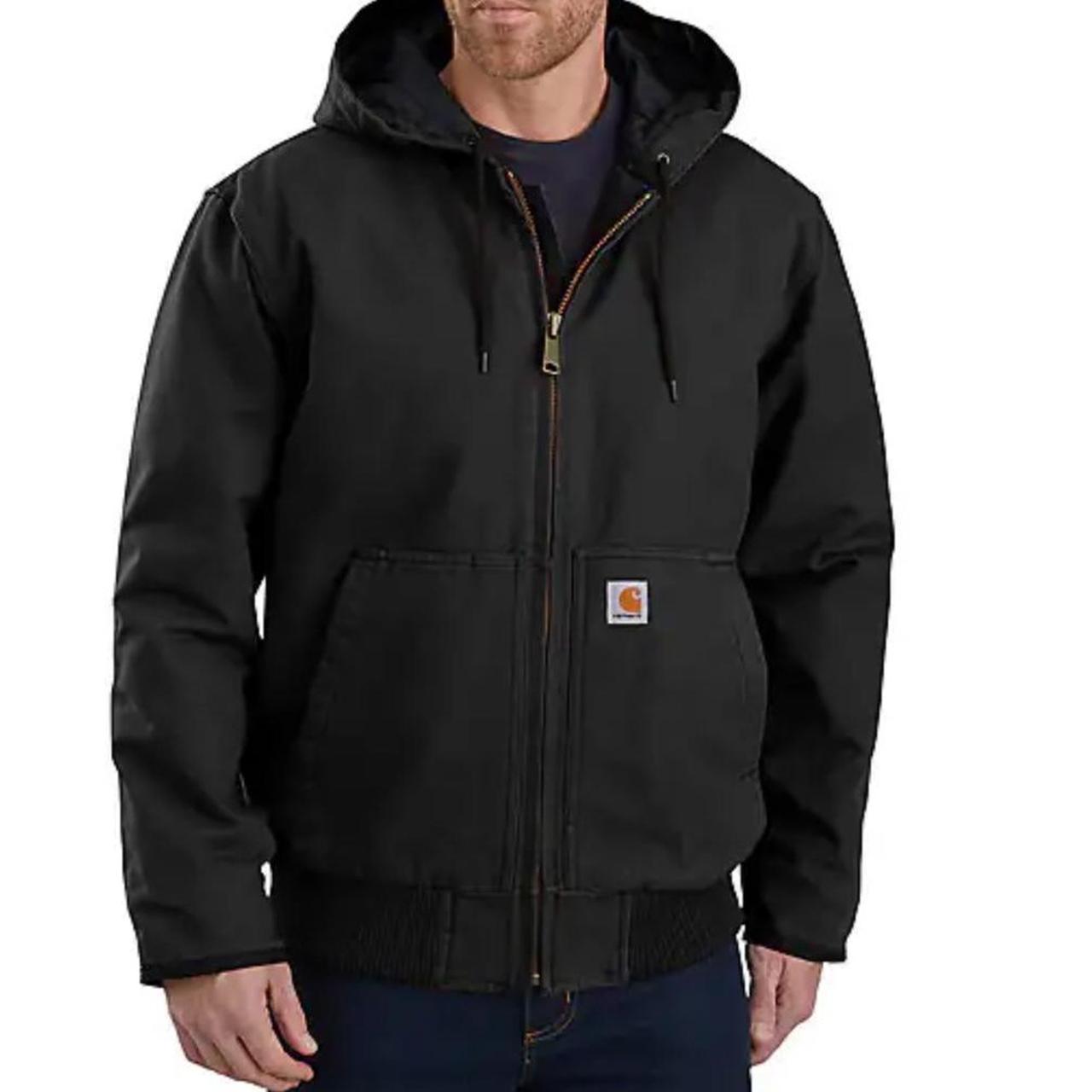 worn in black Carhartt jacket with hood size small,... - Depop