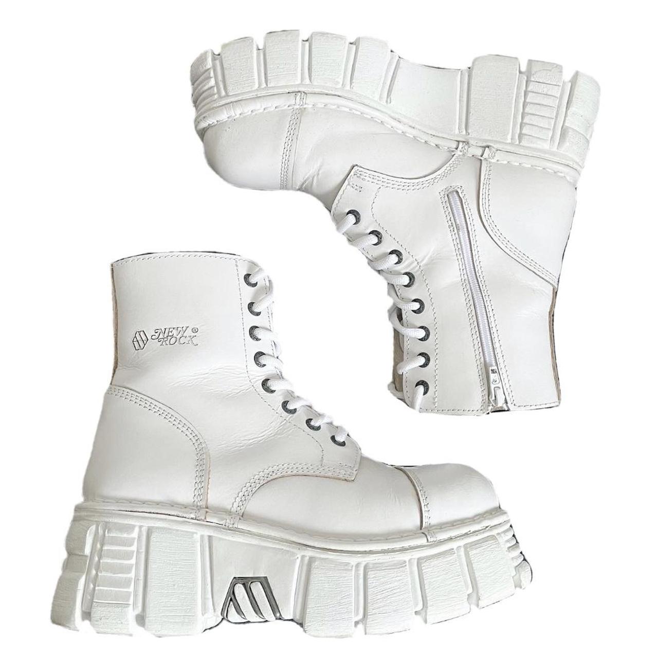NEW ROCK BOOTS 🌹 White Knife Combat Boots cuz... - Depop