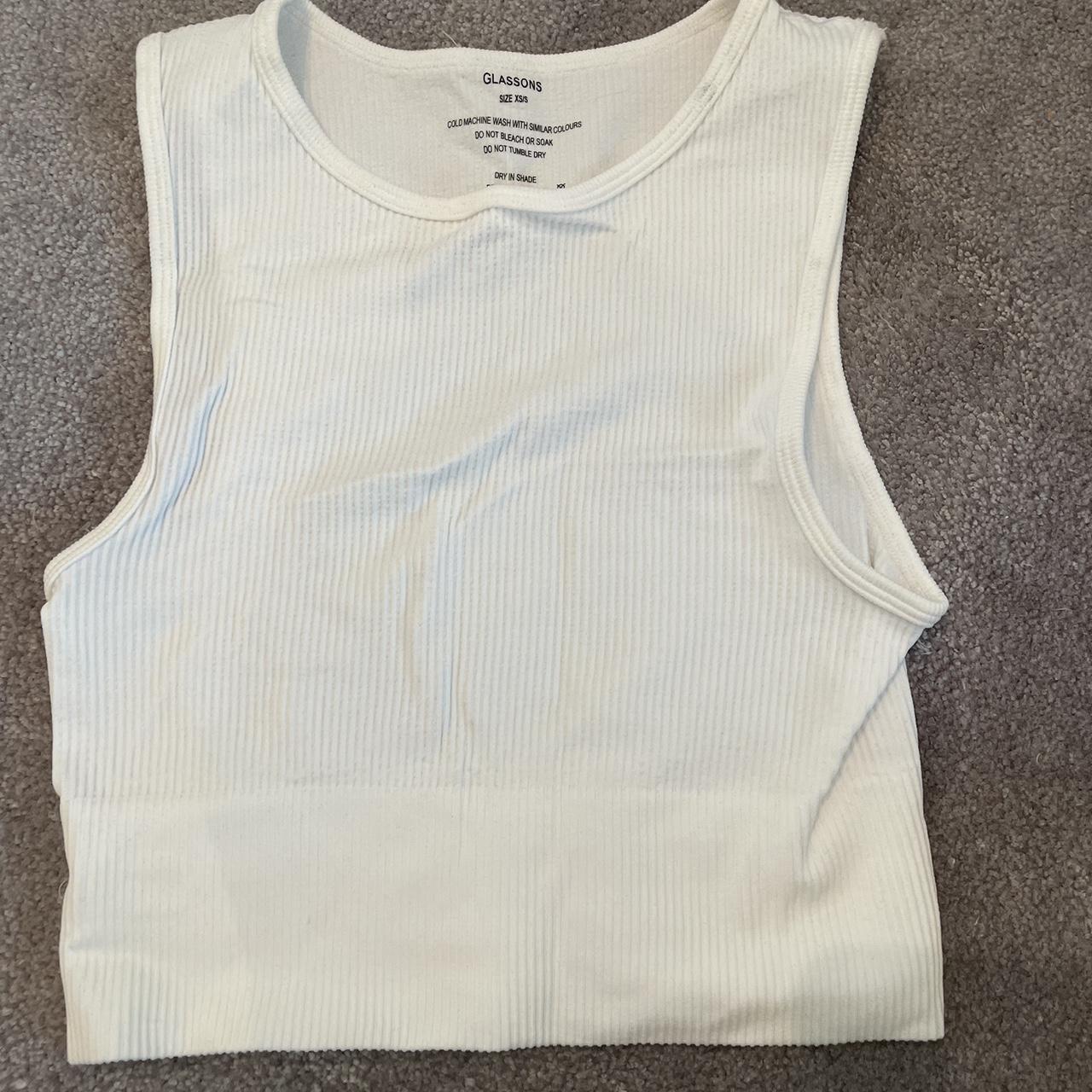 Glassons white seamless ribbed tank top Selling... - Depop