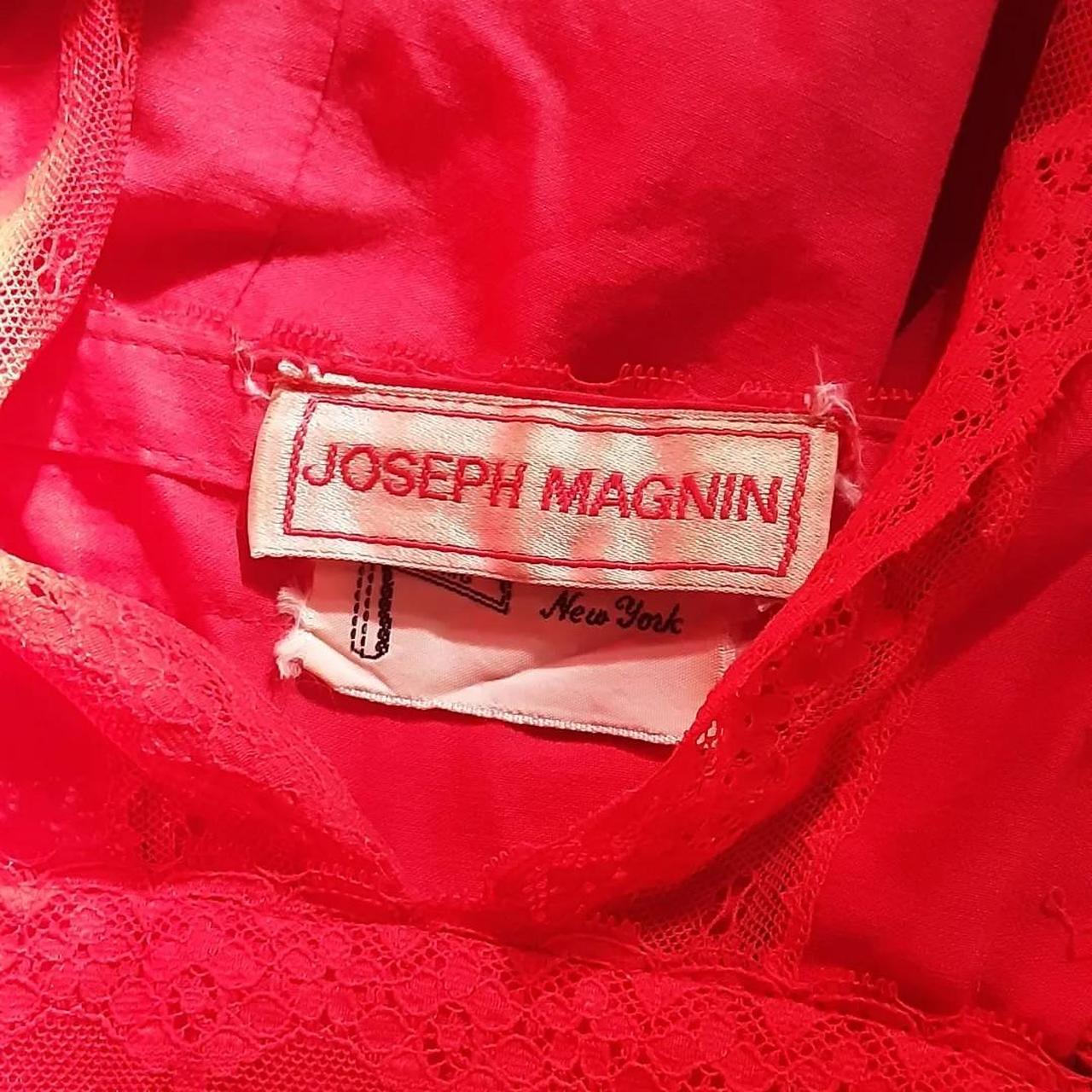 Late 1970s Joseph Magnin Cotton day dress Red with... - Depop