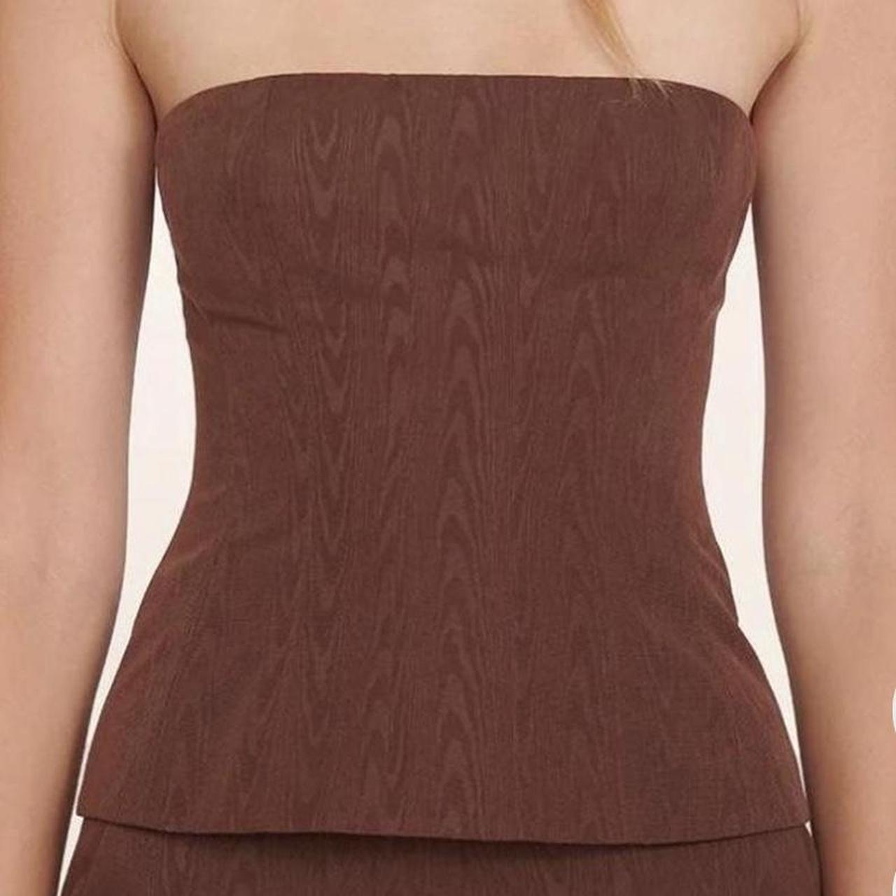 STAUD strapless brown corset top #staud #strapless... - Depop