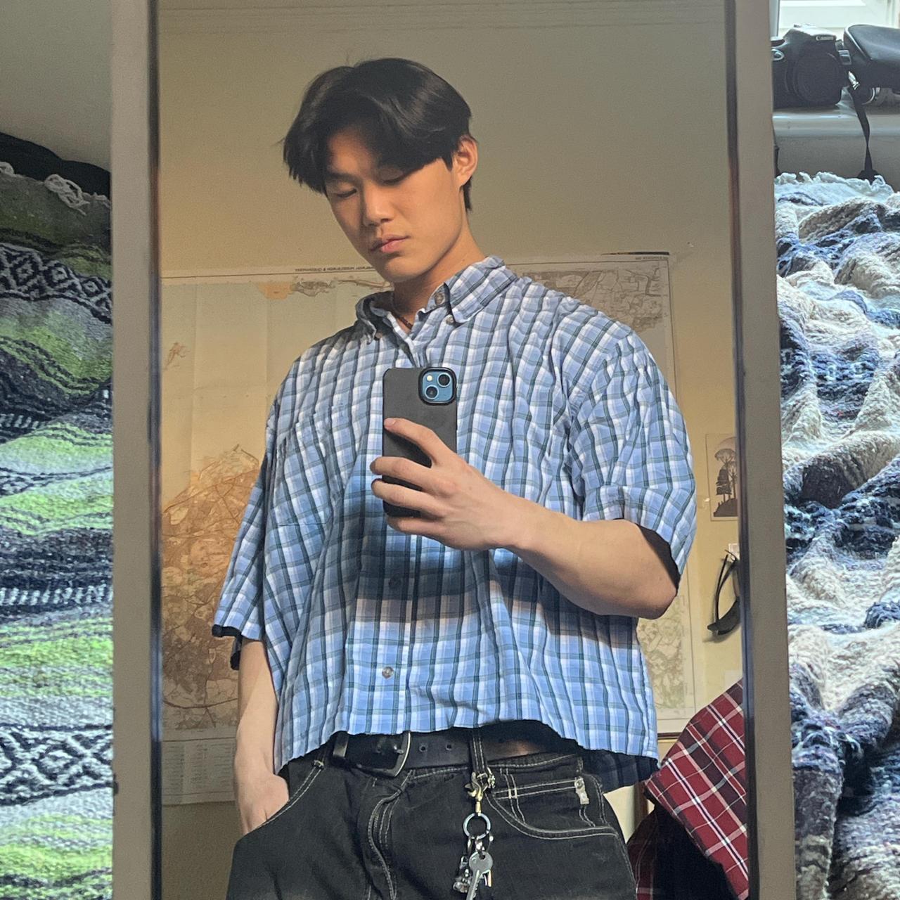 Vintage Boxy Fit Cropped Wrangler Checkered Plaid... | Depop