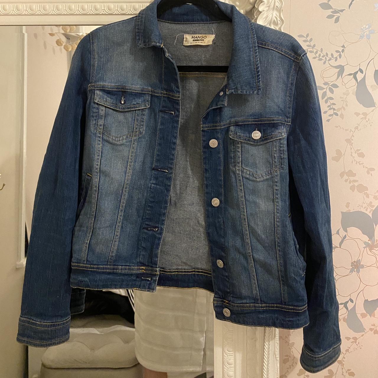 Mango retro denim jacket, size small, would fit 8-10 - Depop