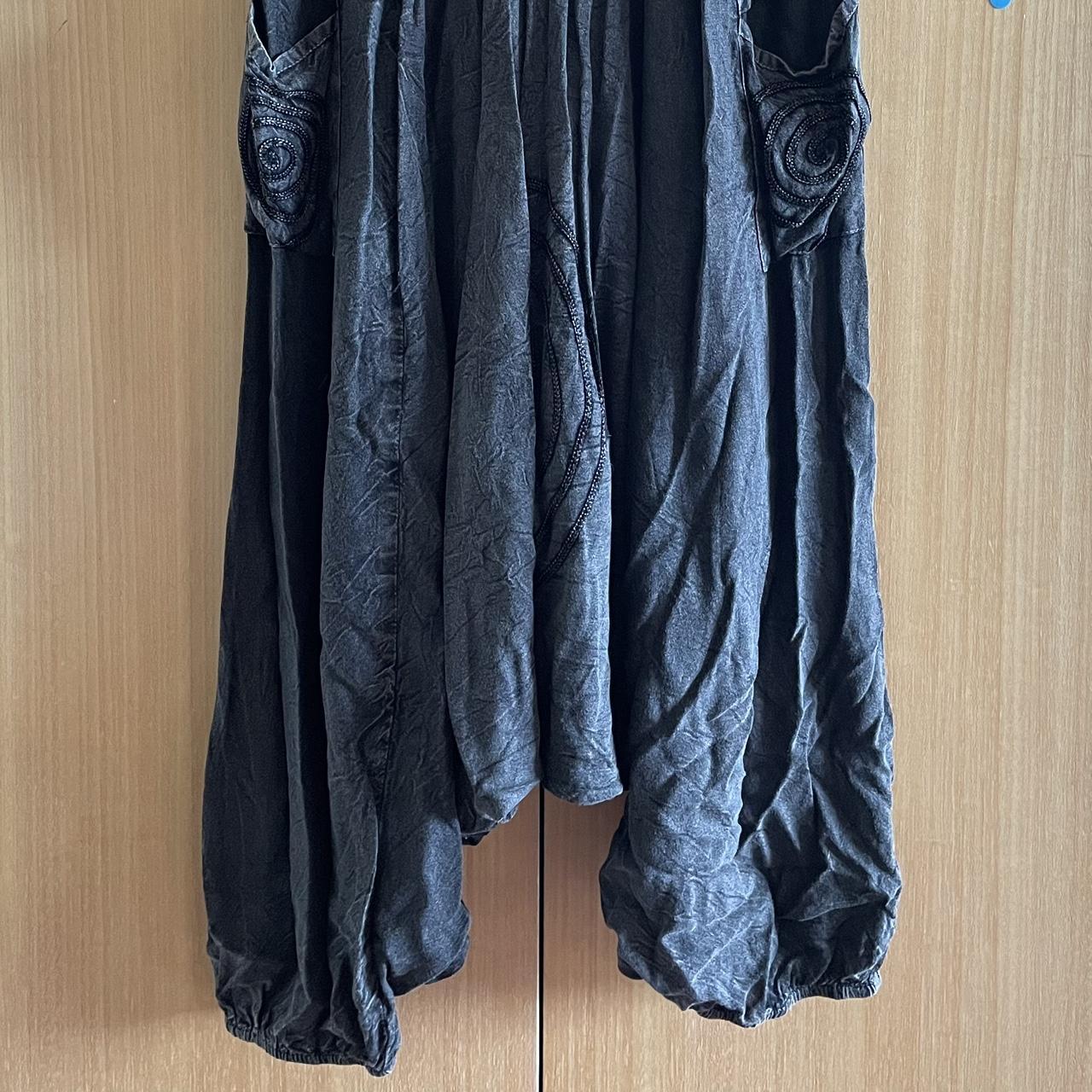 Bohemian Grey Baggy Harem Pants, with spiral... - Depop
